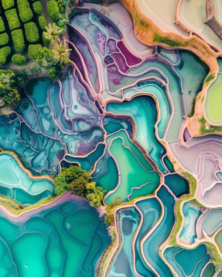 Aerial Shot of Vibrant Step Ladder Field Abstract Wallpaper Stock ...