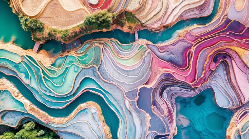 Aerial Shot of Vibrant Step Ladder Field Abstract Wallpaper Stock ...