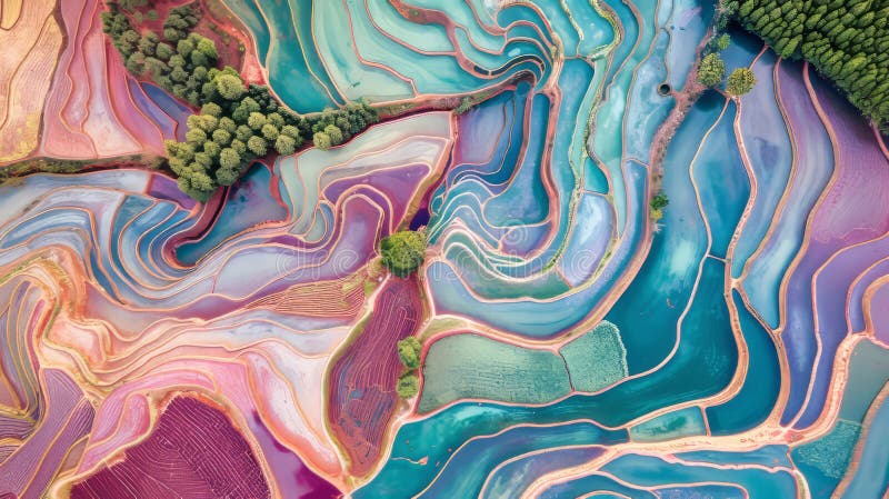 Aerial Shot of Vibrant Step Ladder Field Abstract Wallpaper Stock ...