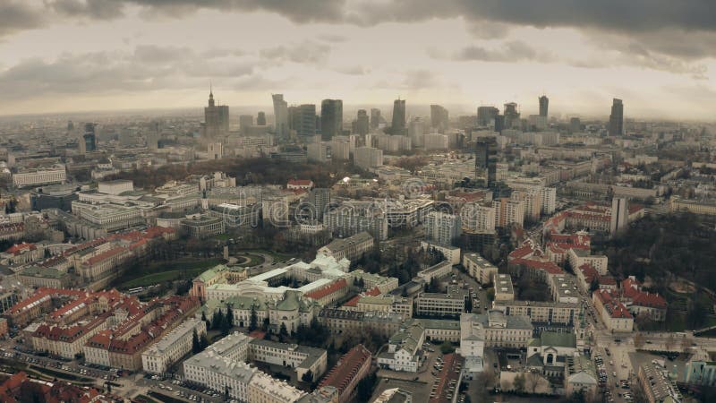 Aerial Shot of Warsaw, Poland Stock Image - Image of center, poland ...