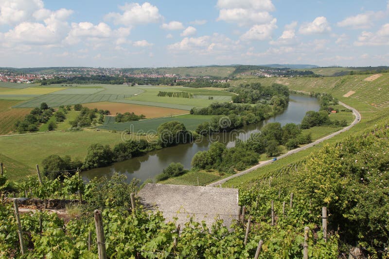 Aerial Shot of a Water Stream Surrounded by Greenery and Fields Stock ...
