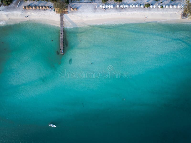 Aerial Shot of a Wooden Pathway Over the Water Stock Photo - Image of ...