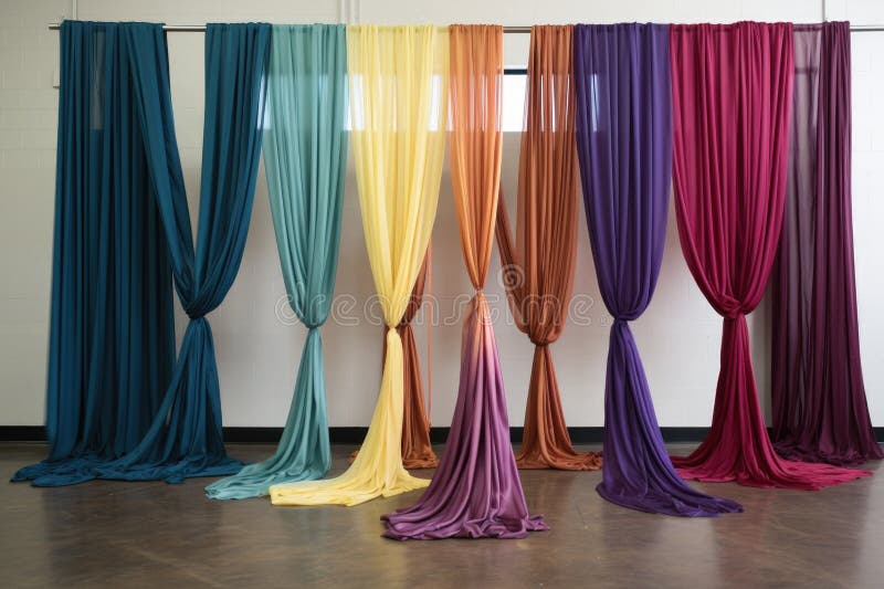 Aerial Silk Setup with Various Colored Fabrics Stock Illustration ...