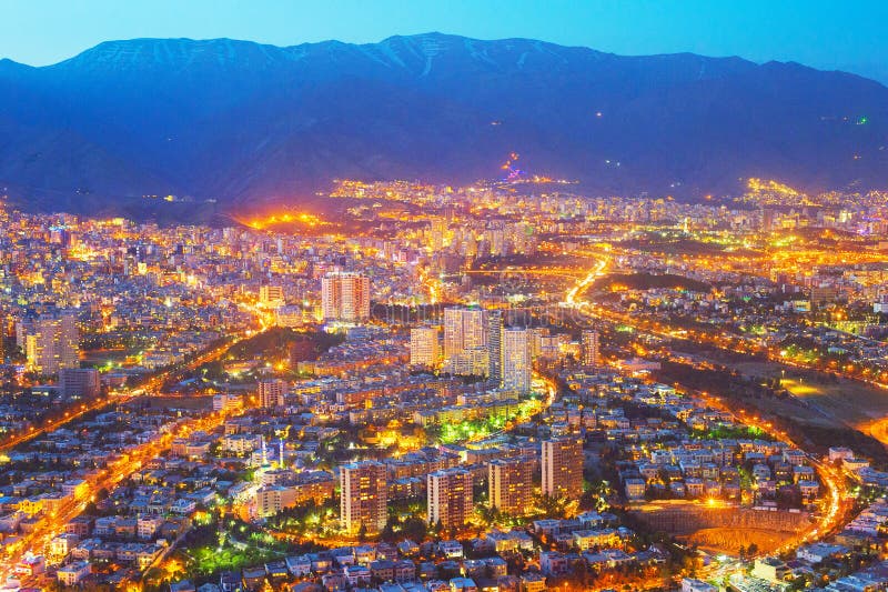 Tehran Birds-eye View. Iran Stock Image - Image of dusk, evening: 93587243