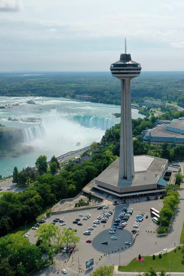Aerial of the Skylon Tower in Niagara Falls, Ontario, Canada Editorial ...