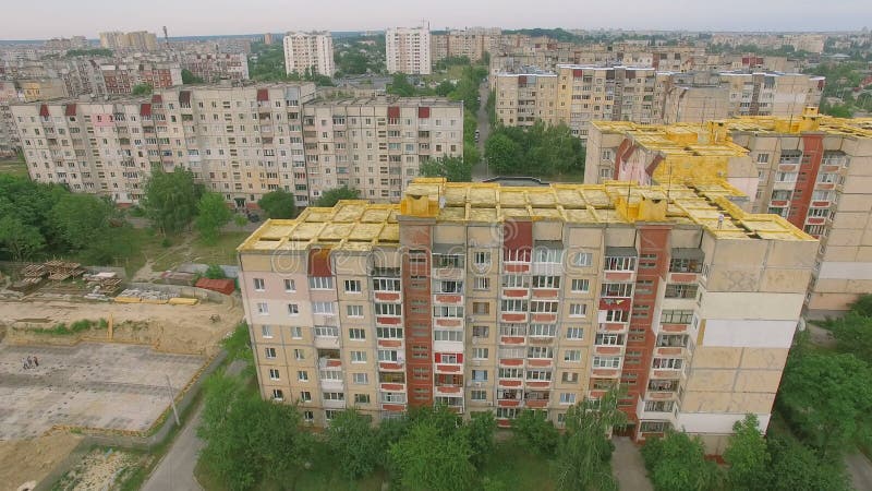 Aerial Socialist Soviet Panel Buildings at Summer Stock Footage - Video ...
