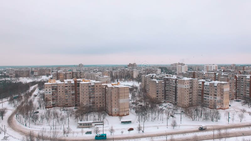 Aerial Socialist Soviet Panel Buildings at Winter Stock Video - Video ...