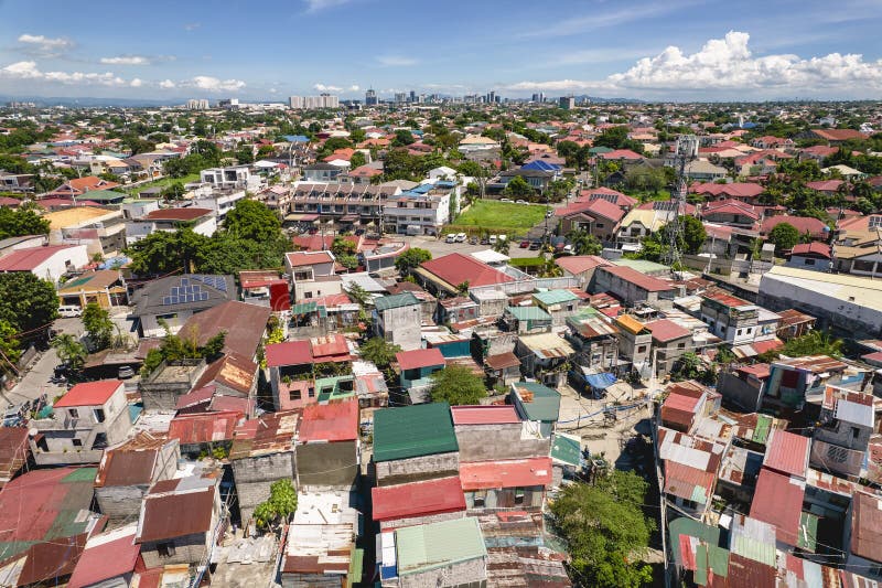 Aerial of a Squatter Colony Just beside a Middle Class Subdivision in ...