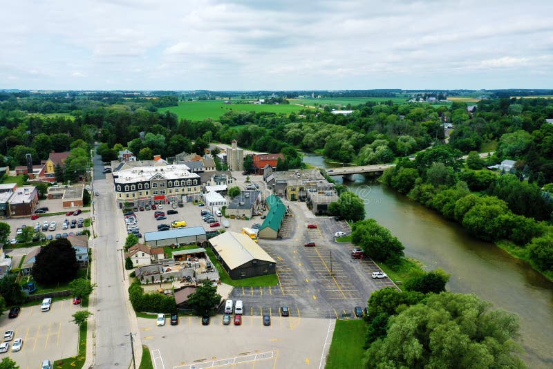 Aerial of St Jacobs, Ontario, Canada on a Fine Morning Stock Image ...
