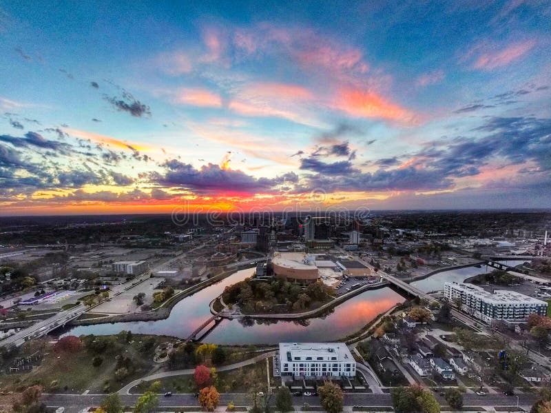 Aerial Sunset in Rochester, MN Stock Image - Image of aerial, city ...