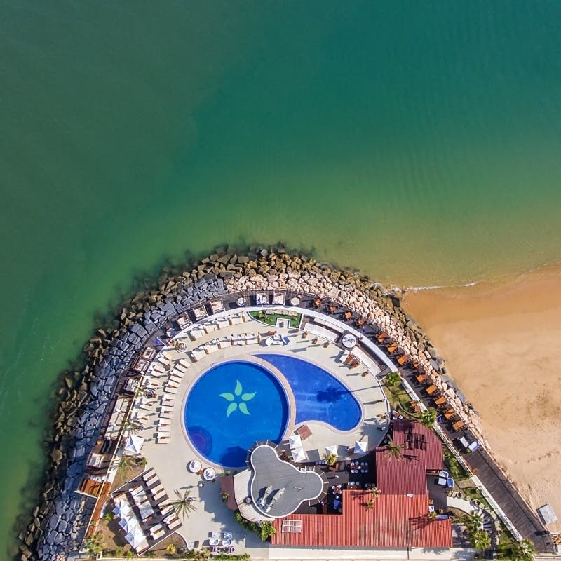 Aerial. Swimming Pool on the Ocean. the Photo from Sky is Shot by ...