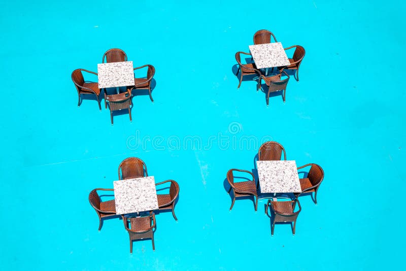 Aerial of Tables at a Boat Deck in Pop Art Style Stock Image - Image of ...