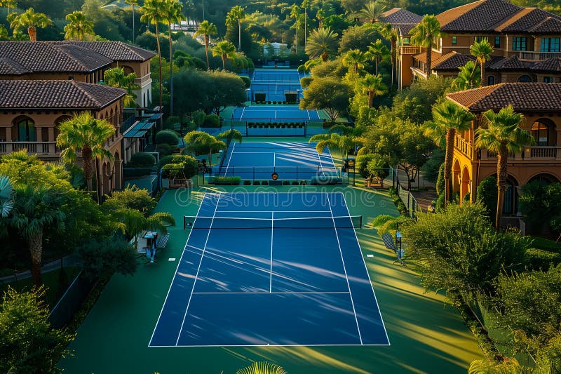 Aerial of Tennis Courts Showing Different Tennis Courts. Stock Photo ...