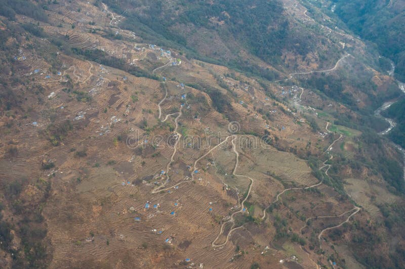 Aerial of Terraced Hillside Stock Photo - Image of daytime, valley ...