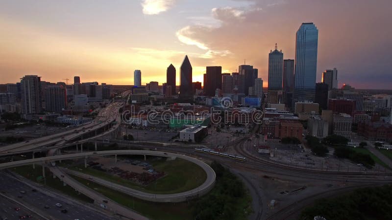 Aerial Texas Dallas stock video. Video of buildings, night - 68132383