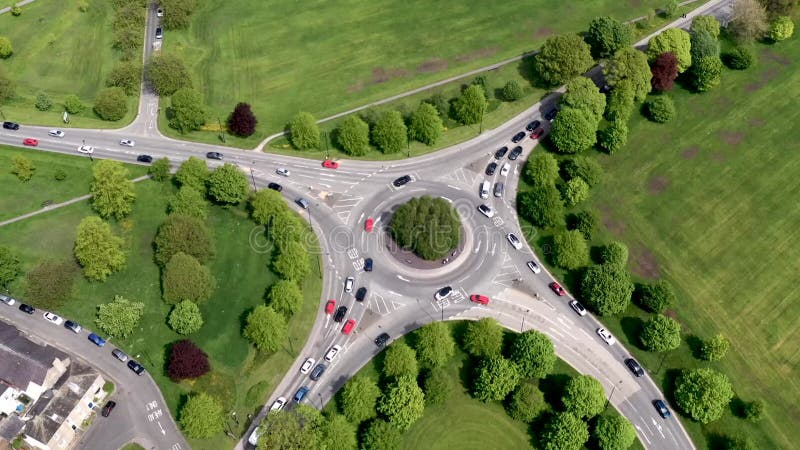 Aerial Timelapse of Busy Traffic Roundabout Stock Video - Video of ...