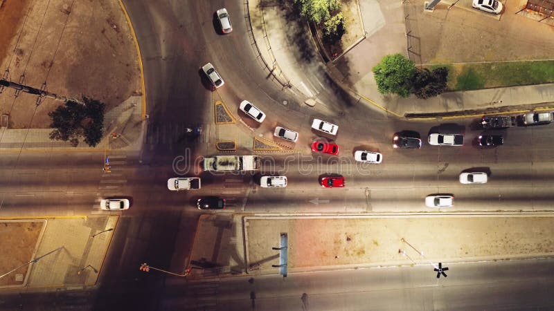 Aerial Timelapse of City Traffic at a Street Intersection, Top Down ...
