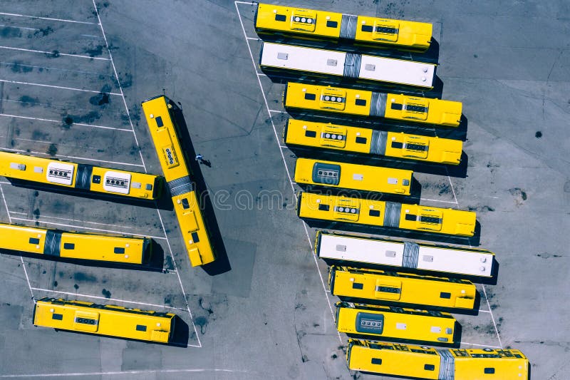 Aerial Top Down Photo of Bus Terminus Editorial Stock Photo - Image of ...