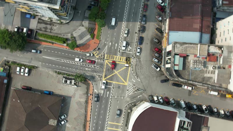 Aerial Top-down Rotation at the Rotation Intersection Road in Malaysia ...