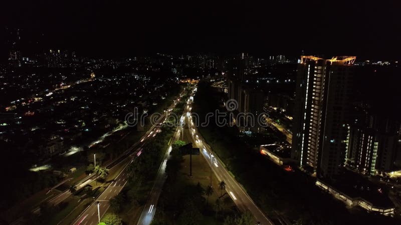 Aerial Top Down View Car Traffic Light Trail in Town Stock Footage ...