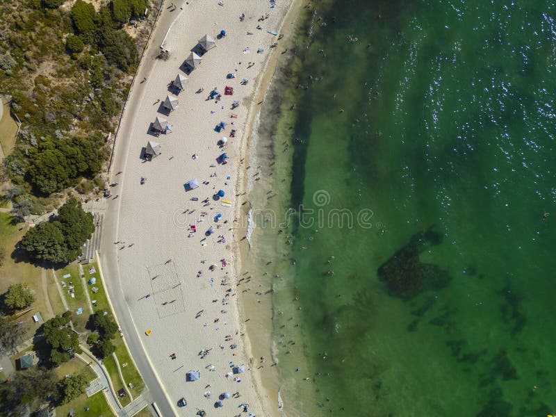 Aerial Top Down View of Cottesloe Beach in Perth Stock Photo - Image of ...