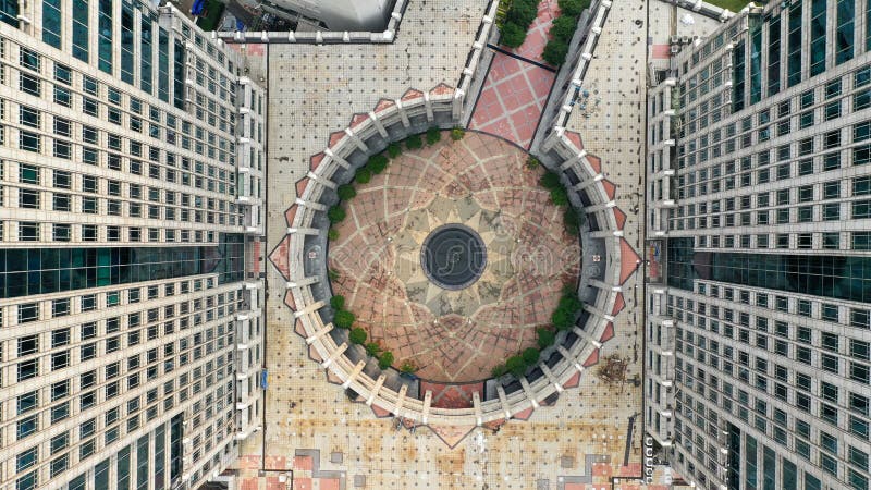 Aerial Top Down View of a Courtyard between Two High Rise Buildings ...