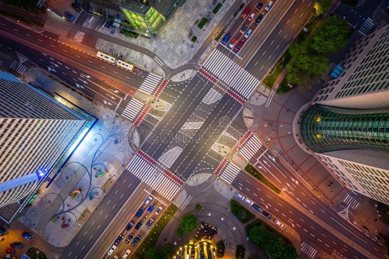 Aerial Top Down View of Crossroad Stock Photo - Image of poland ...