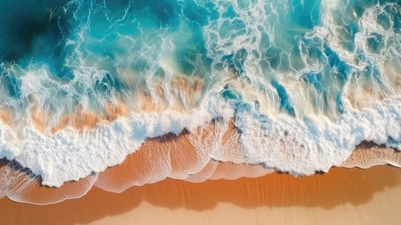 Aerial Top Down View of Ocean Waves Stock Illustration - Illustration ...