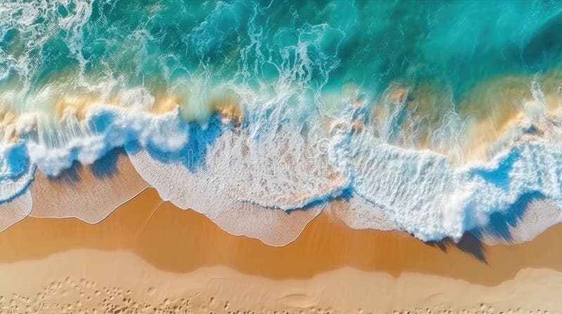 Aerial Top Down View of Ocean Waves Stock Illustration - Illustration ...