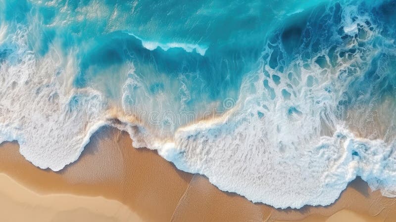 Aerial Top Down View of Ocean Waves Stock Illustration - Illustration ...
