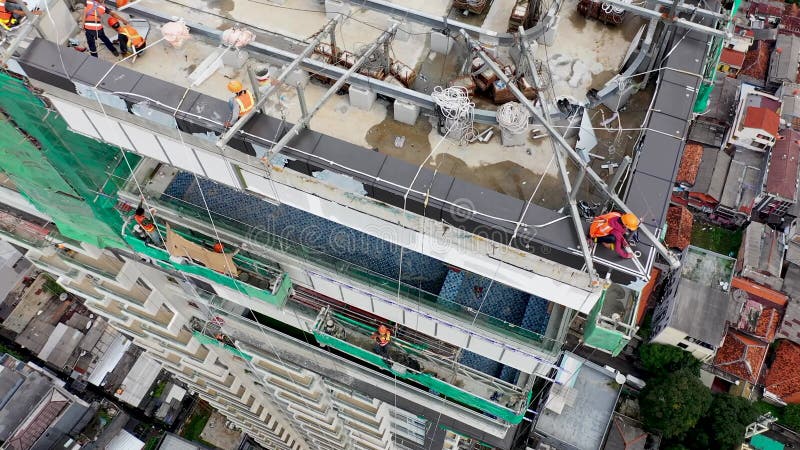 Aerial Top Down View on the Rooftop of an Office Skyscraper in a Course ...