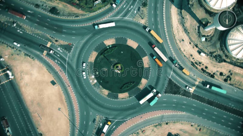 Aerial Top Down Shot of Roundabout Cargo Traffic Stock Image - Image of ...