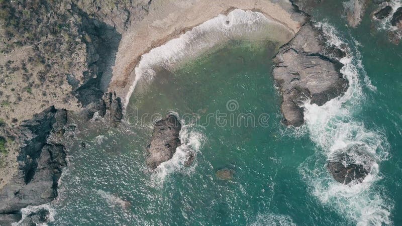 Aerial Top Down View of Sea Surf and Rocky Beach Stock Image - Image of ...