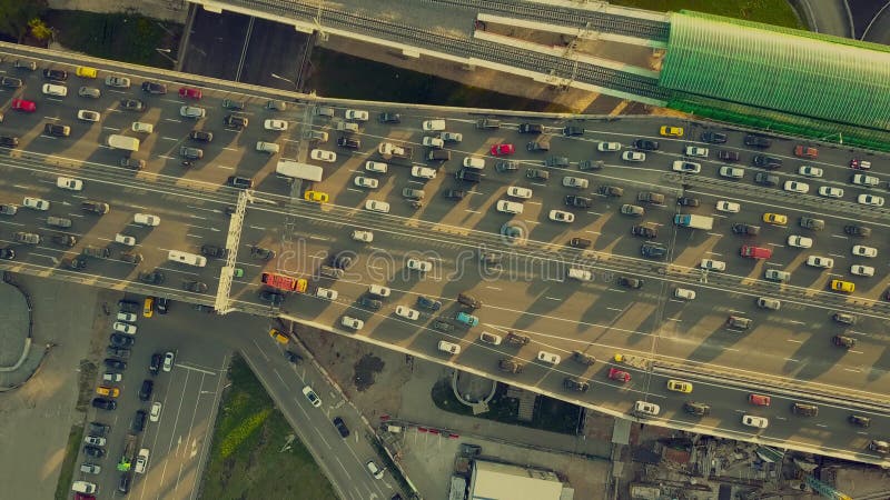 Aerial Top Down View Shot of Traffic Jam on Both Sides of a Highway in ...
