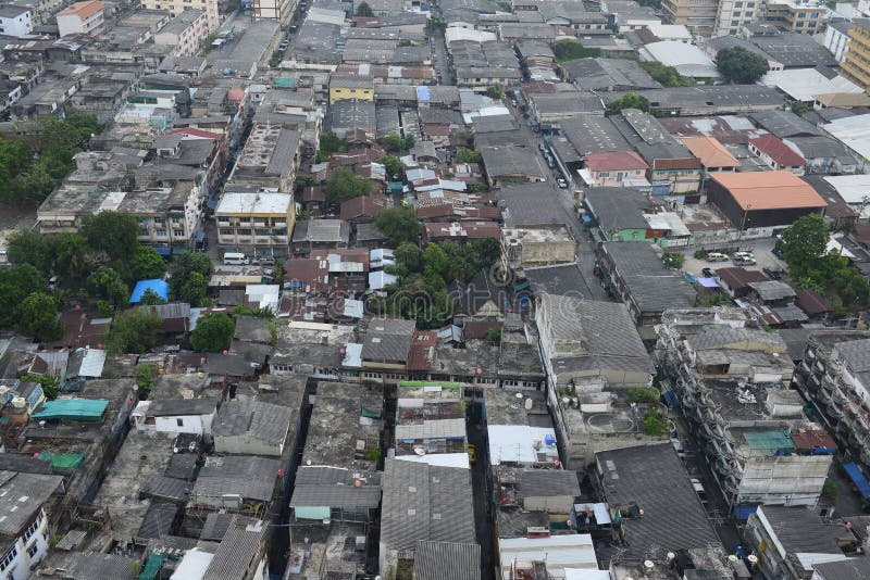 Aerial Top-down View of Slum Community, Thailand Stock Photo - Image of ...