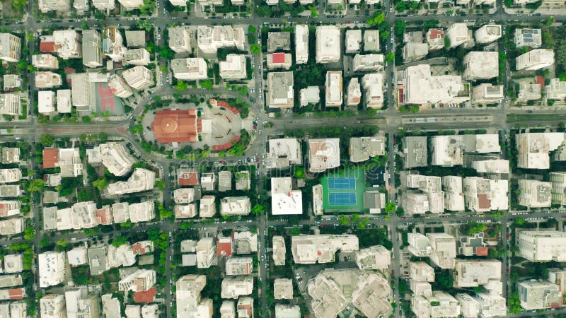 Aerial Top Down Shot of Rectangular Streets and Buildings Pattern in ...