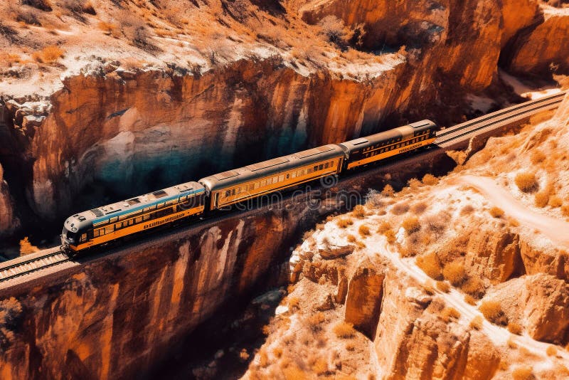 An Aerial Top-down View of a Train Winding through a Breathtaking ...