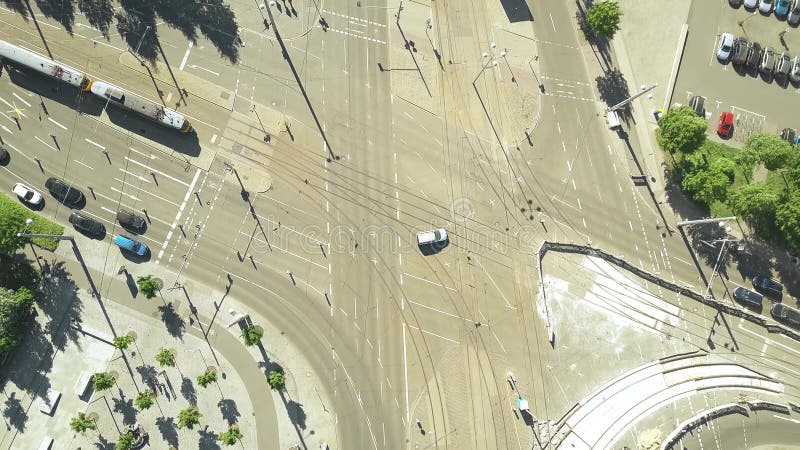 Aerial Top Down View of Urban Road Intersection Stock Image - Image of ...