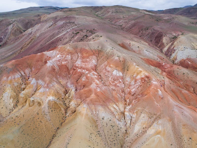 Aerial Top Down View on Zhangye Rainbow Mountains Displaying Colorful ...