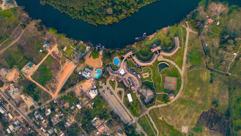 Aerial Top View of Akosombo Town in Ghana Stock Image - Image of lake ...