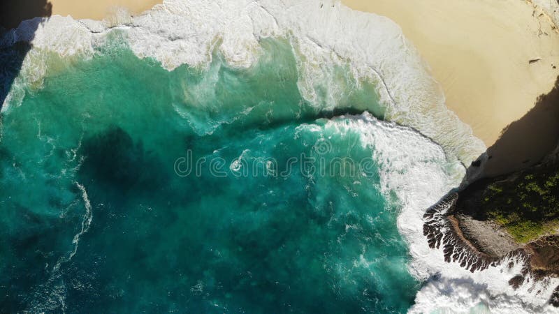 Beach As a Background from Top View. Waves and Azure Water As a ...