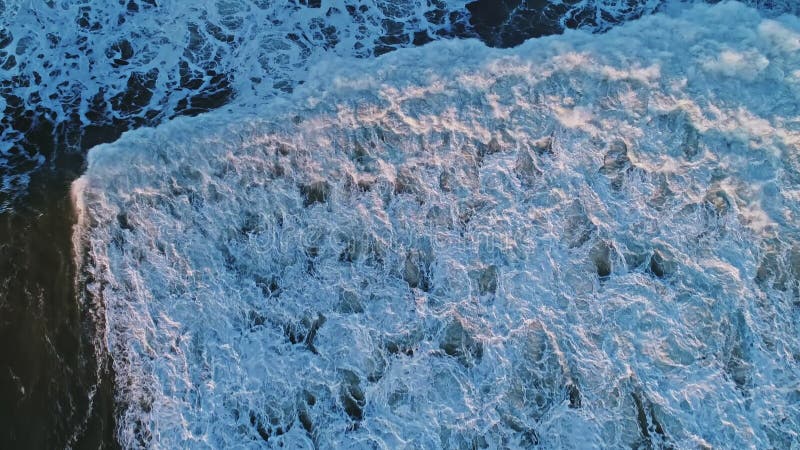 Aerial Top View on Big Waves at Sunset Stock Footage - Video of view ...