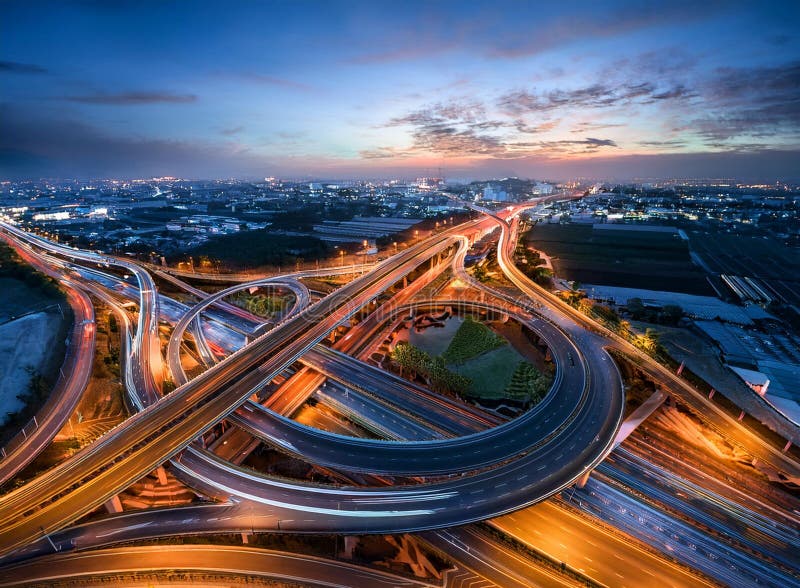 Aerial Top View of Modern Transportation Infrastructure – Expressway ...