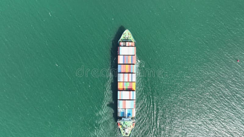 . Aerial Top View of Cargo Container Ship Vessel Import Export ...