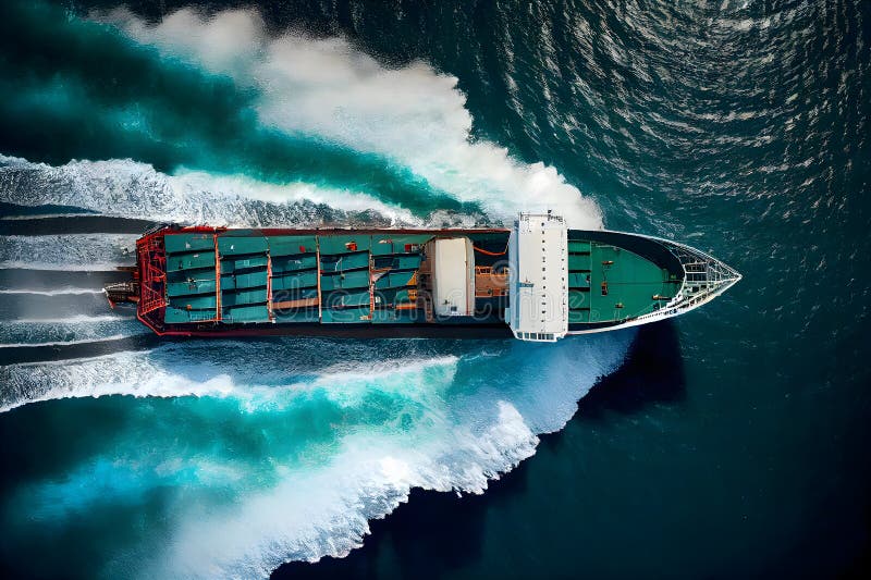 Aerial Top View of Cargo Maritime Ship with a Container. AI Generative ...