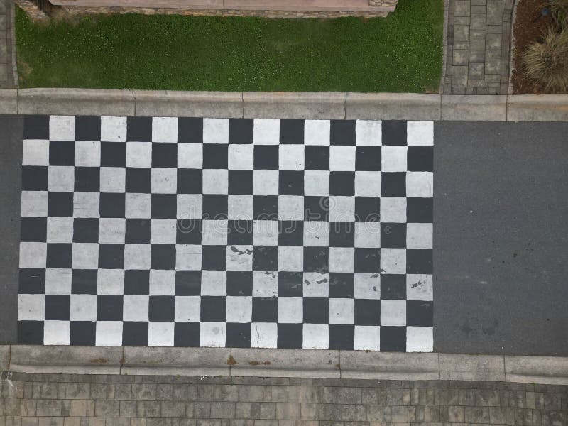 Aerial Top View of Checkerboard Patterns on a Raceline Stock ...