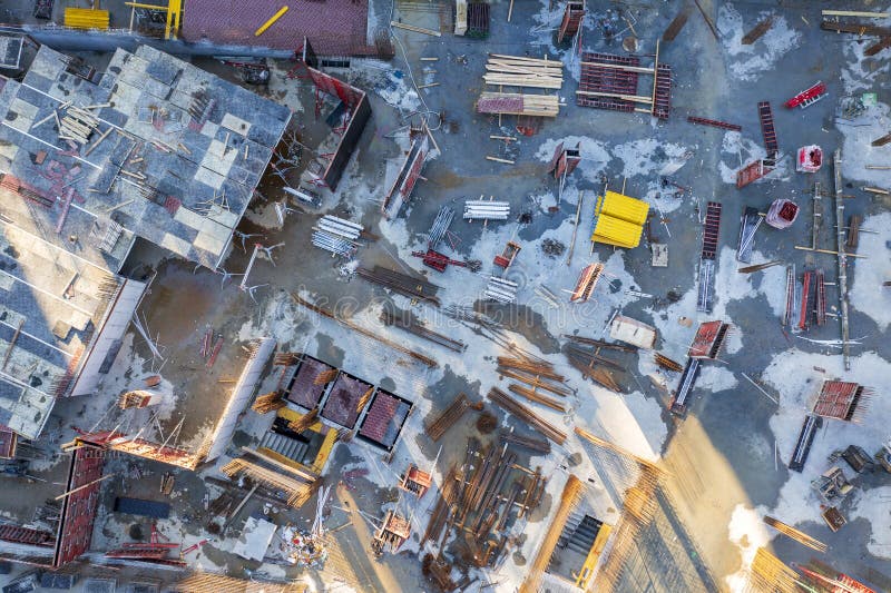 Aerial Top View of a Construction Site. Making a New Building Stock ...