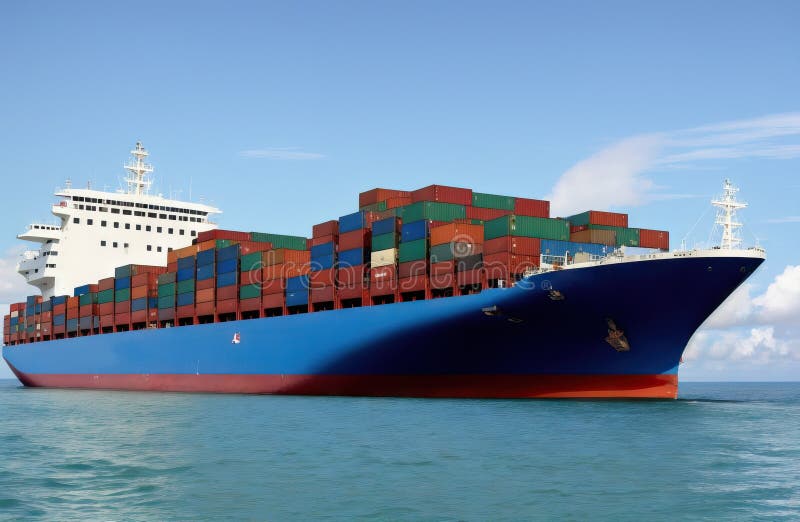 Aerial Top View Container Cargo Ship in Ocean. Stock Illustration ...