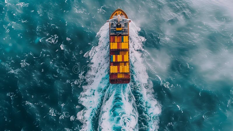 Aerial Top View Container Ship Full Load Container for Logistics Import ...