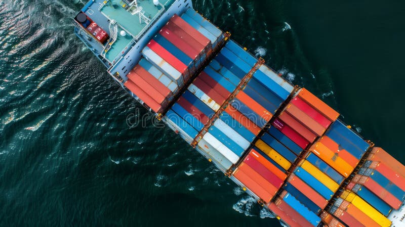 Aerial Top View Container Ship Full Load Container for Logistics Import ...